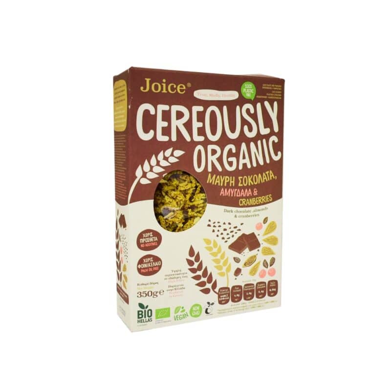 Céréales au chocolat noir biologique avec amandes et canneberges